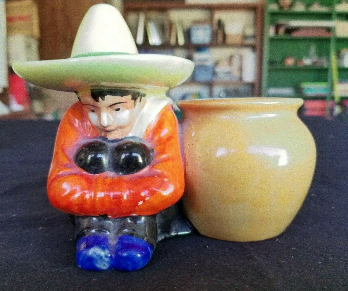 Hand painted sleeping mexican figure with attached holder | Etsy