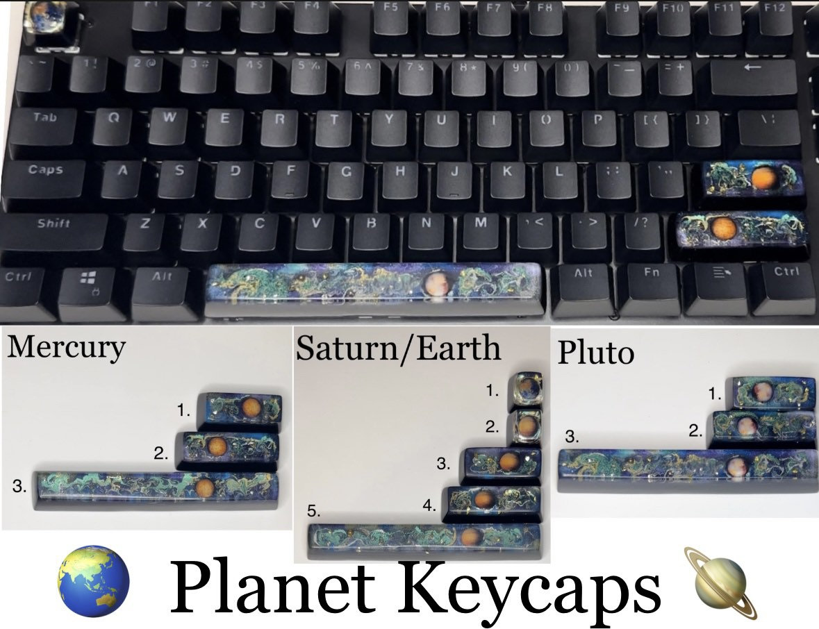 Starry Night Solar System Planets Galaxy Space Stars Keycaps Resin ...