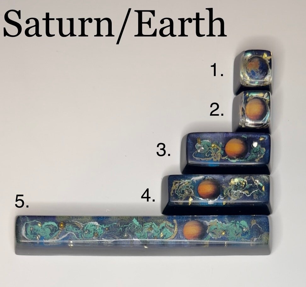 Starry Night Solar System Planets Galaxy Space Stars Keycaps Resin ...