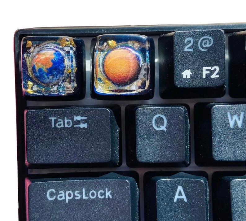 Starry Night Solar System Planets Galaxy Space Stars Keycaps Resin ...