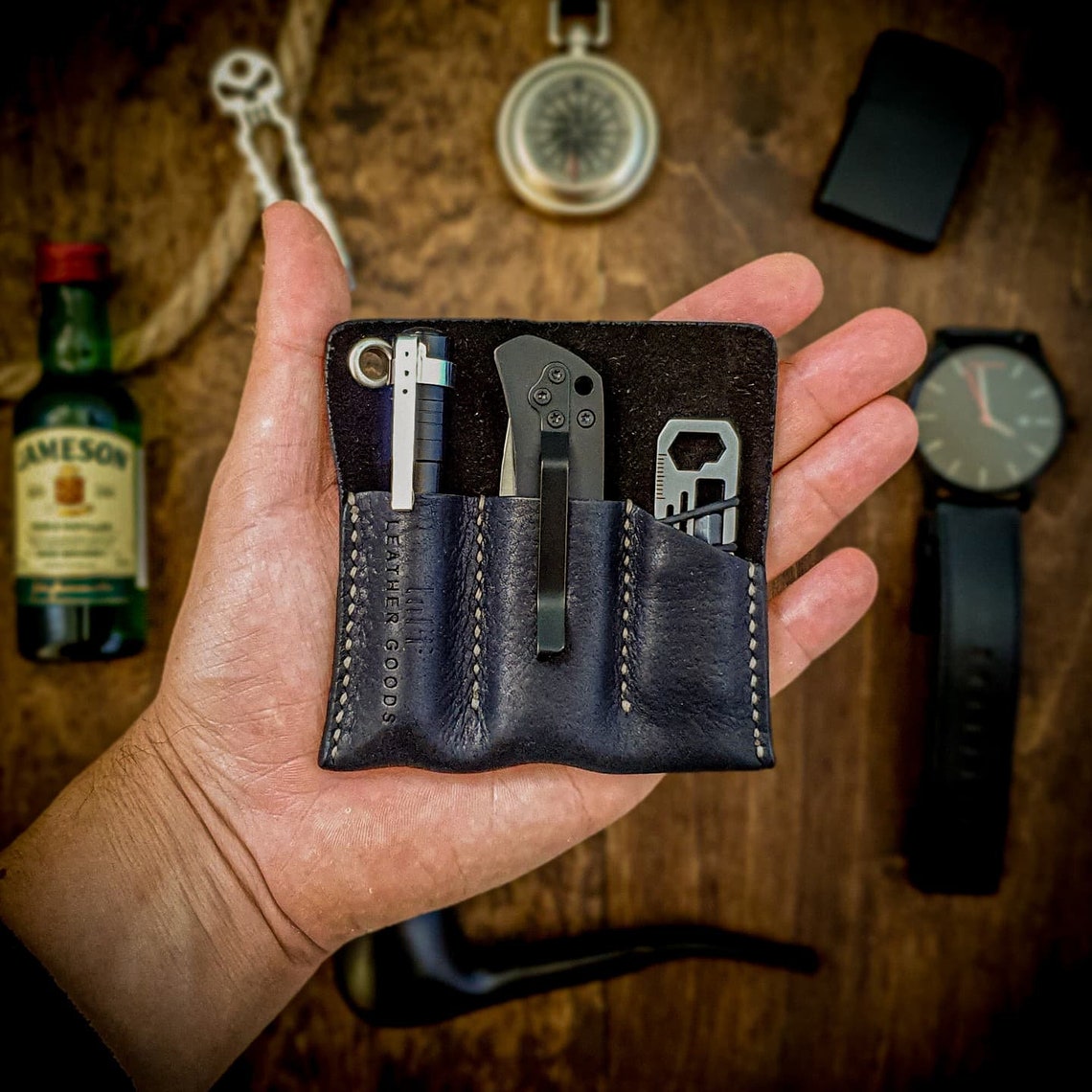 DELTA EDC Leather Organizer, EDC Caddy, Edc Leather Slip, Edc Pocket ...