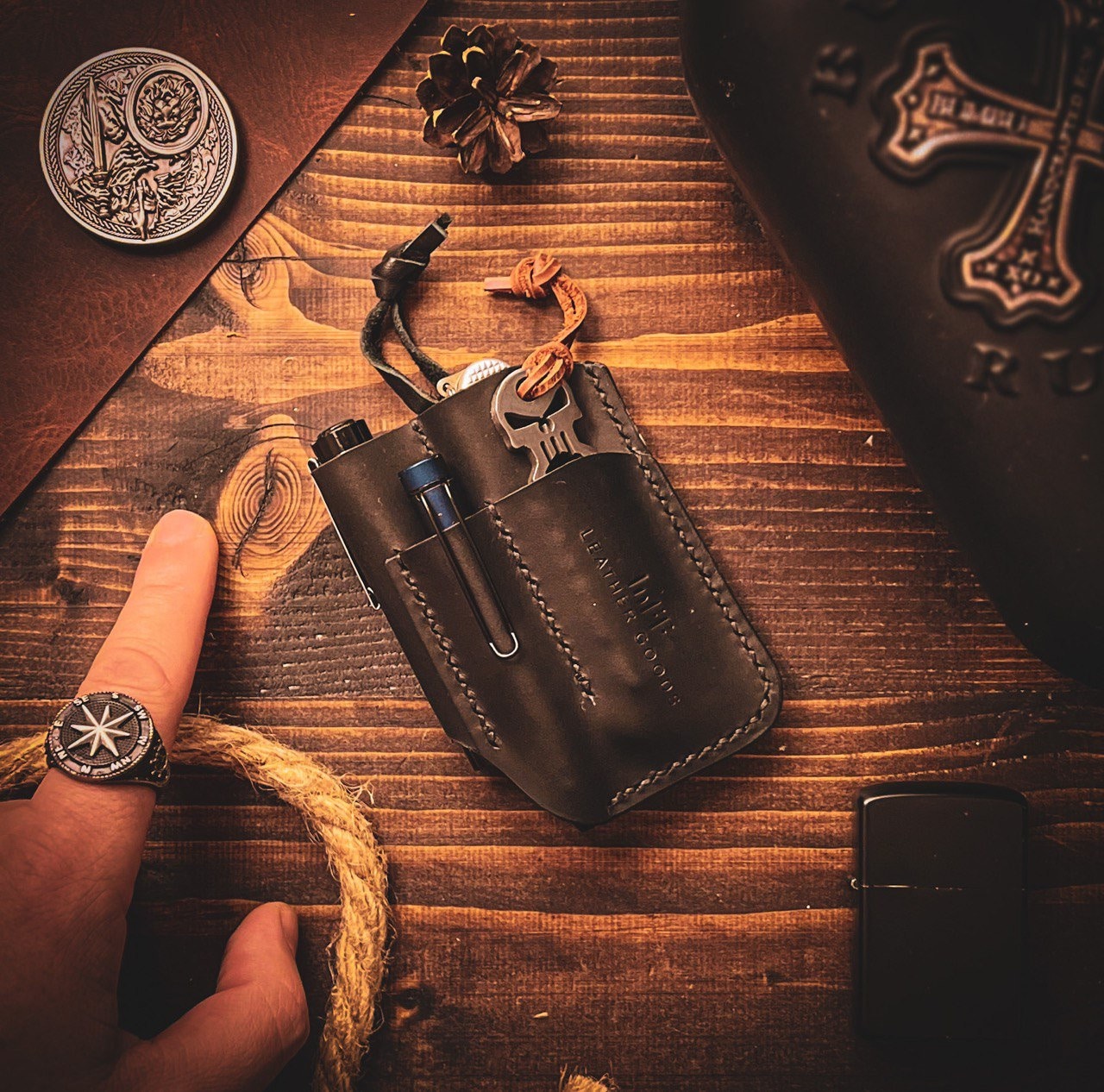 Handcrafted Leather EDC Caddy, Pocket Organizer - Etsy