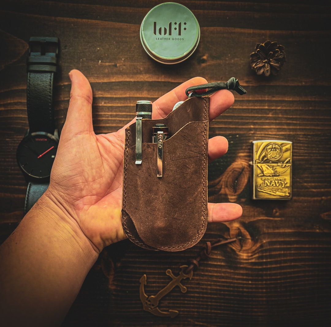 ARNE EDC Caddy Organizer, Leather Slip, Pocket Organizer, Sheath Gear ...