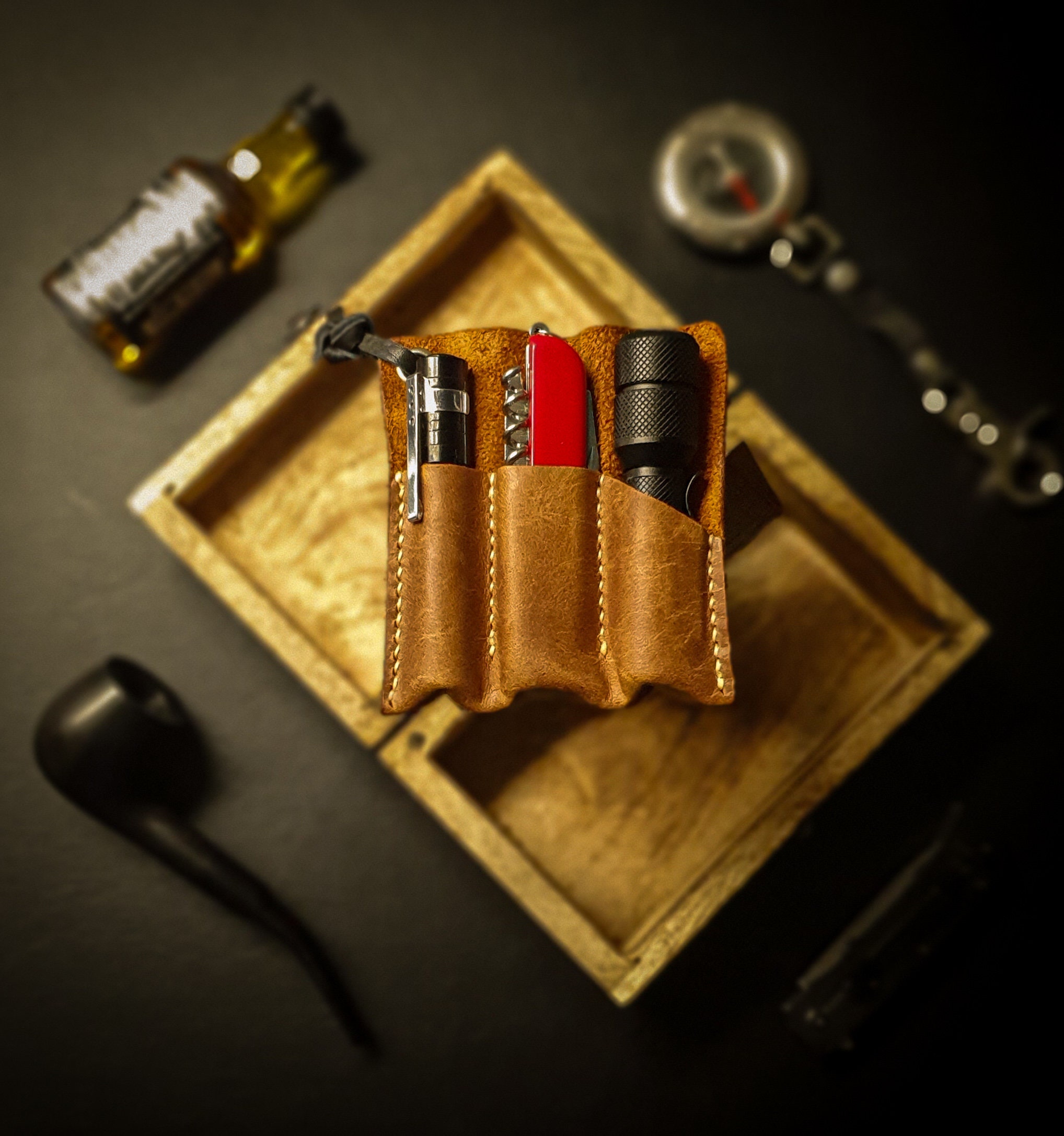 DELTA EDC Leather Organizer, EDC Caddy, Edc Leather Slip, Edc Pocket ...