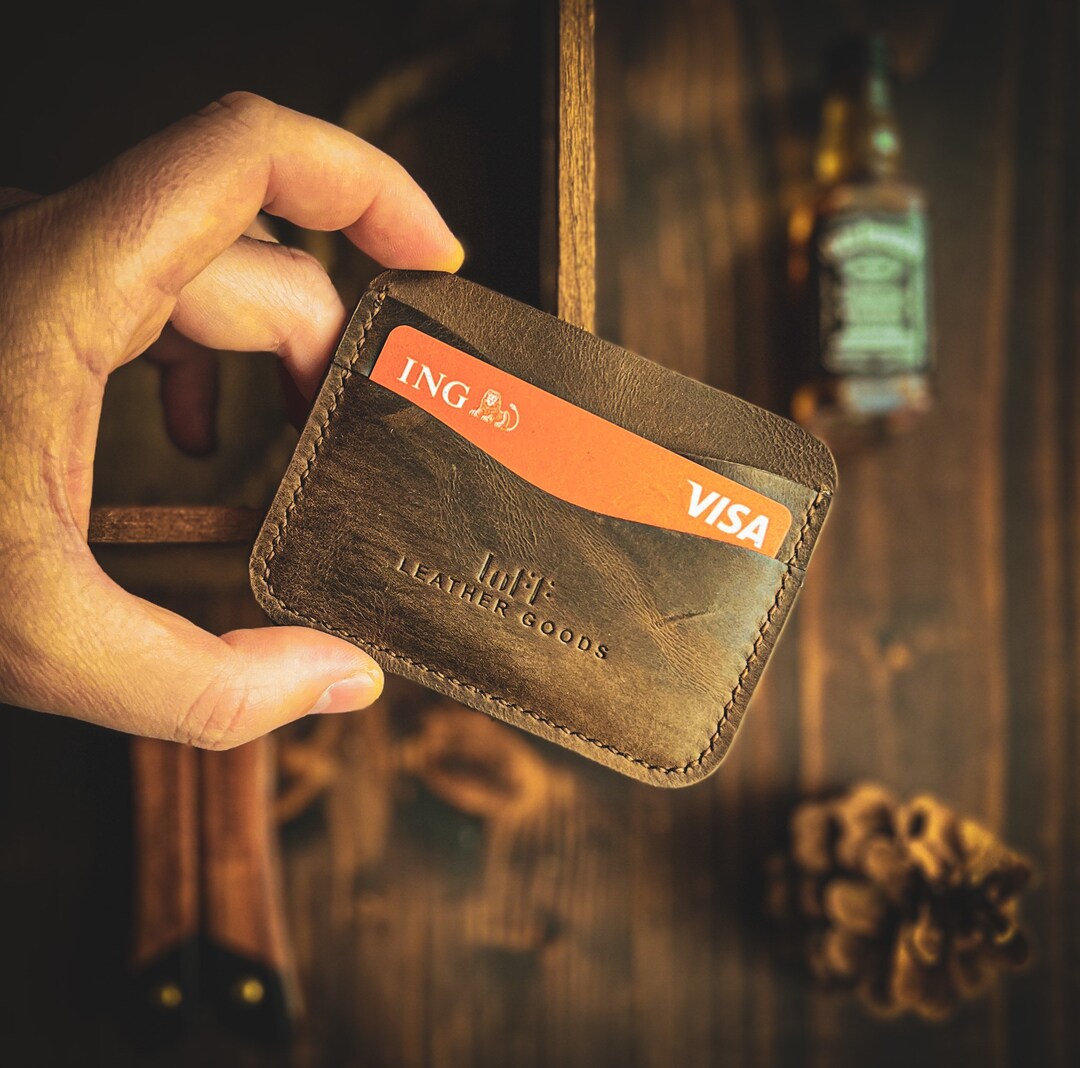 Handmade Leather Card Wallet: Slim Front Pocket Wallet - Etsy