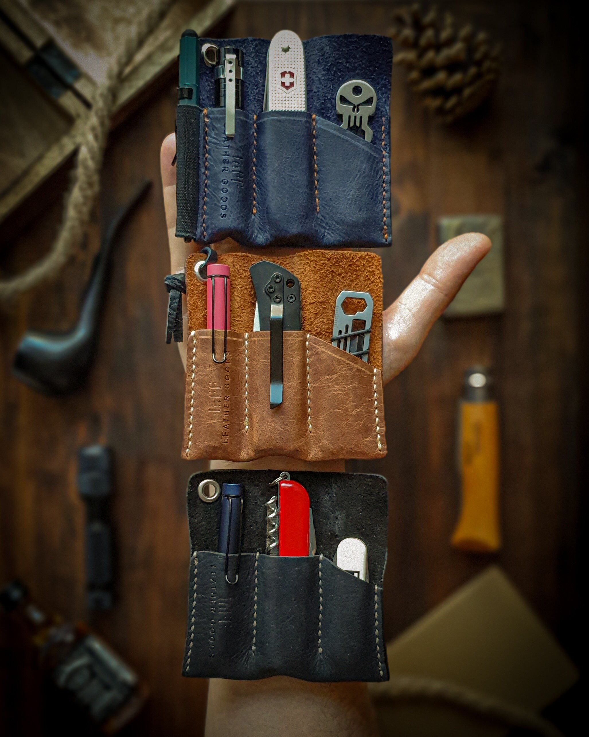 DELTA EDC Leather Organizer, EDC Caddy, Edc Leather Slip, Edc Pocket ...