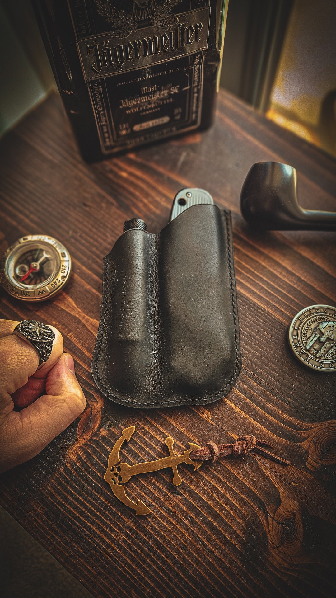 ARNE L EDC Pocket Organizer, Leather Slip, EDC Sheath Gear, Leather ...