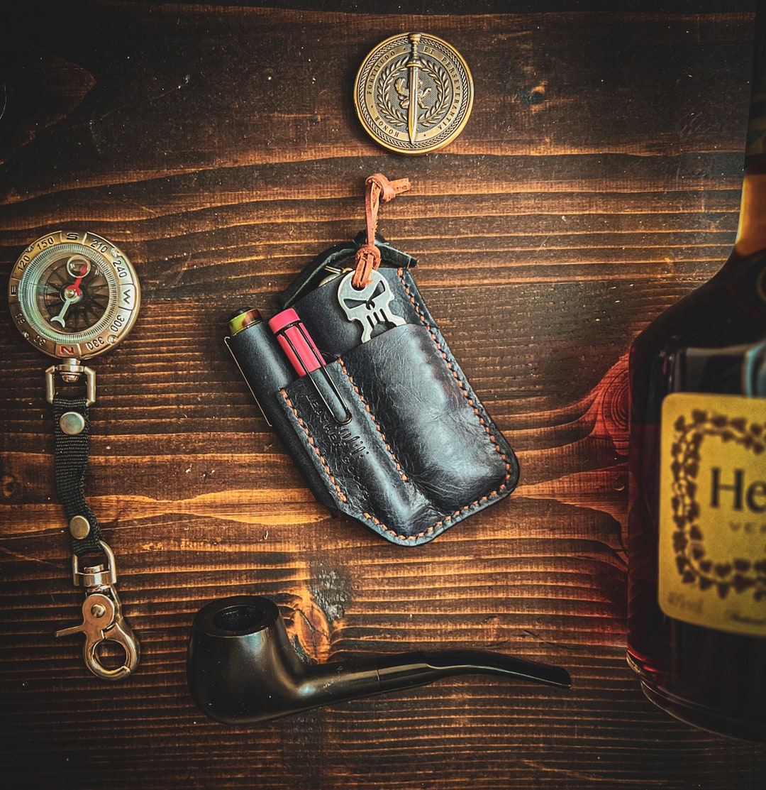 THOR EDC Blue Caddy Leather Organizer, EDC Caddy, Leather Slip, Pocket ...