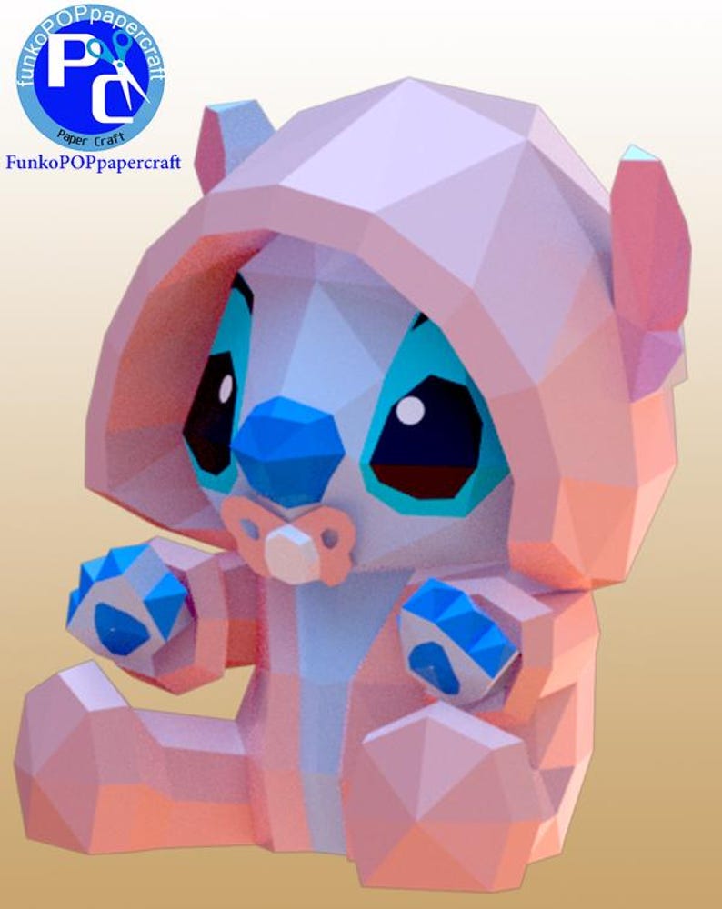 Baby Stitch Papercraft. PDF A4. Lowpoly - Etsy