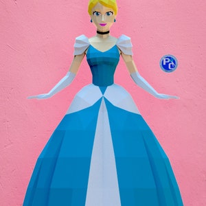 Cinderella Papercraft 3d, Cinderella Lowpoly, Sheet A4 Princess ...