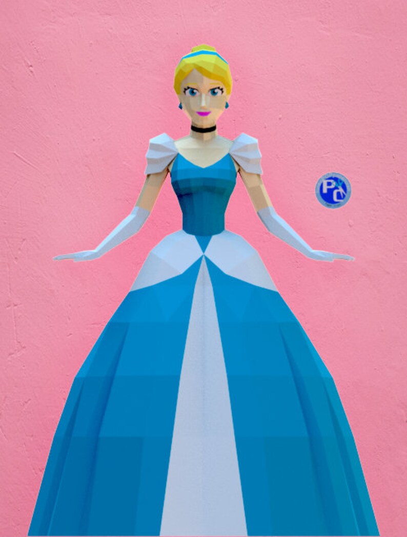 Cinderella Papercraft 3d, Cinderella Lowpoly, Sheet A4 Princess ...