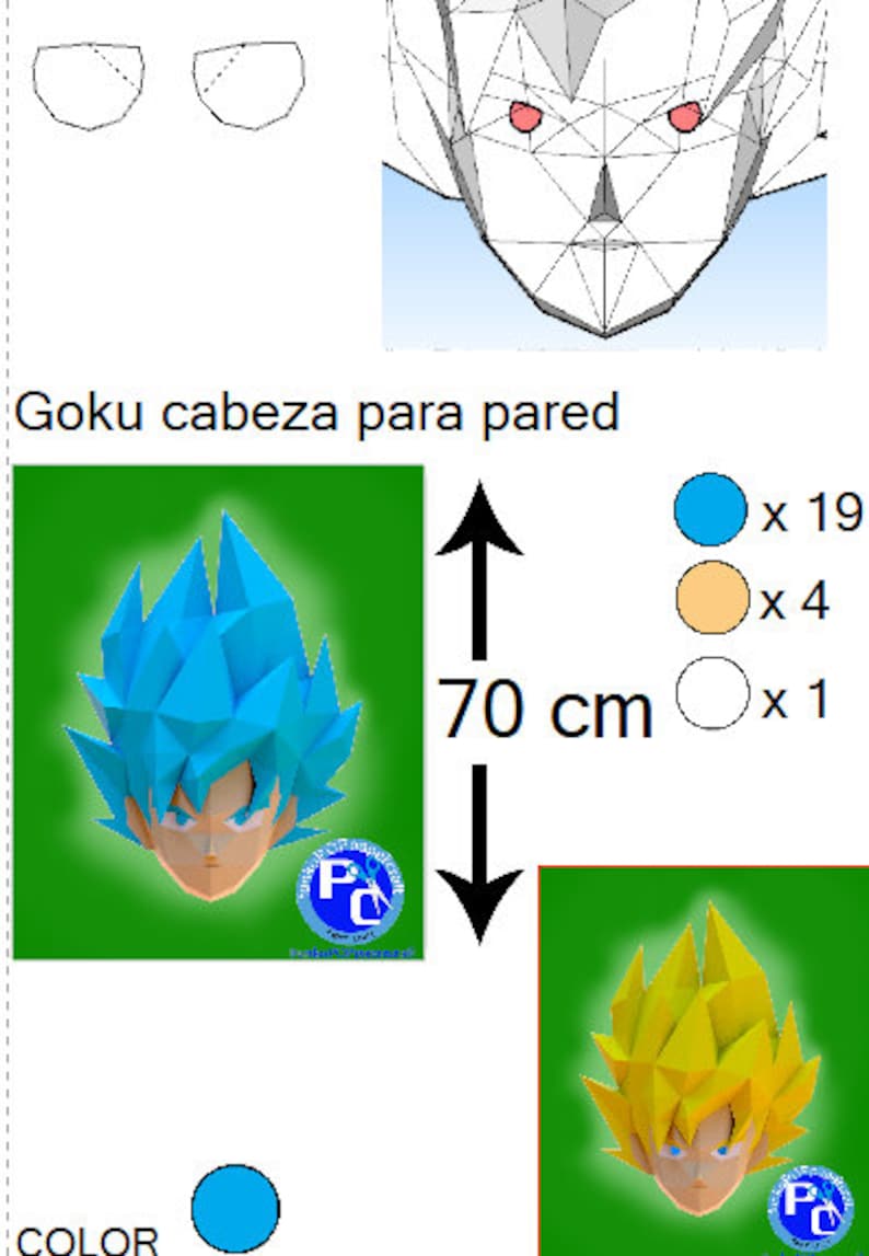 Goku Papercraft, Lowpoly for Wall, A4 Sheet, PDF, - Etsy