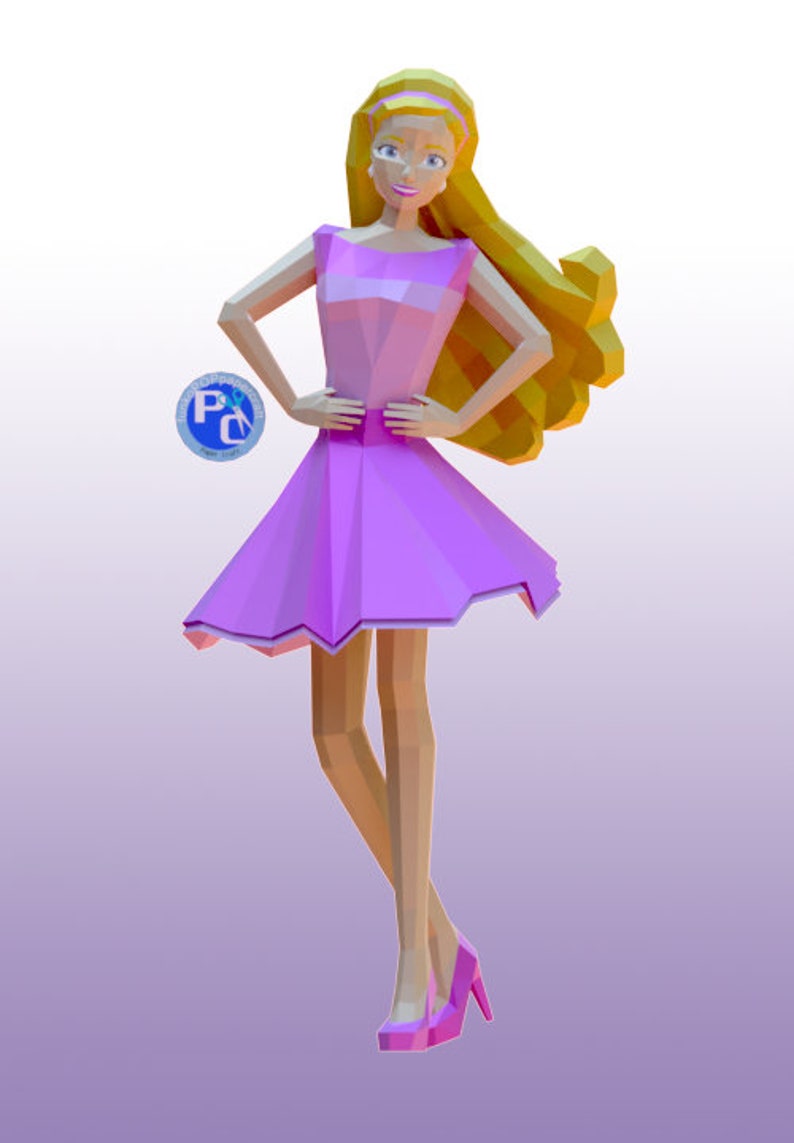 Barbie papercraft lowpoly, Pdf, Hojas A4, - Etsy México