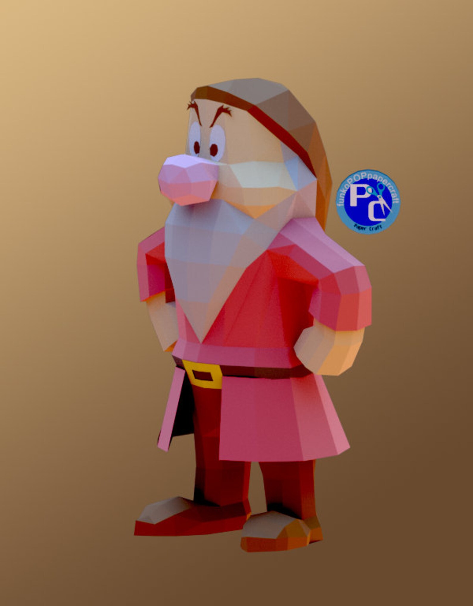 Grumpy Dwarf Papercraft Low Poly, PDF A4 Sheet - Etsy