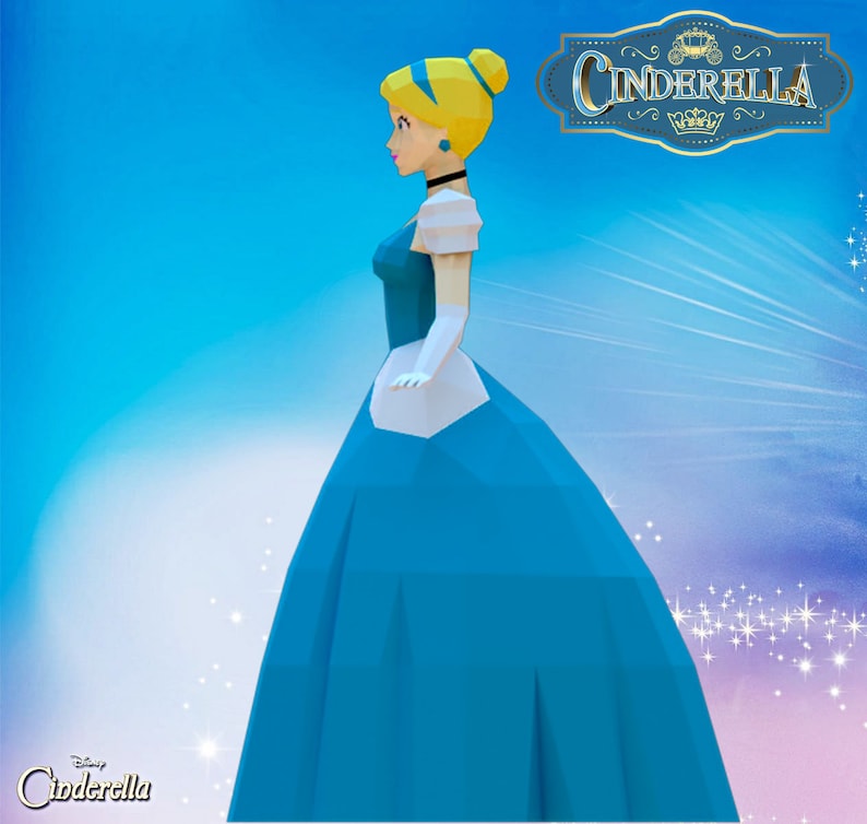 Cinderella Papercraft 3d, Cinderella Lowpoly, Sheet A4 Princess ...