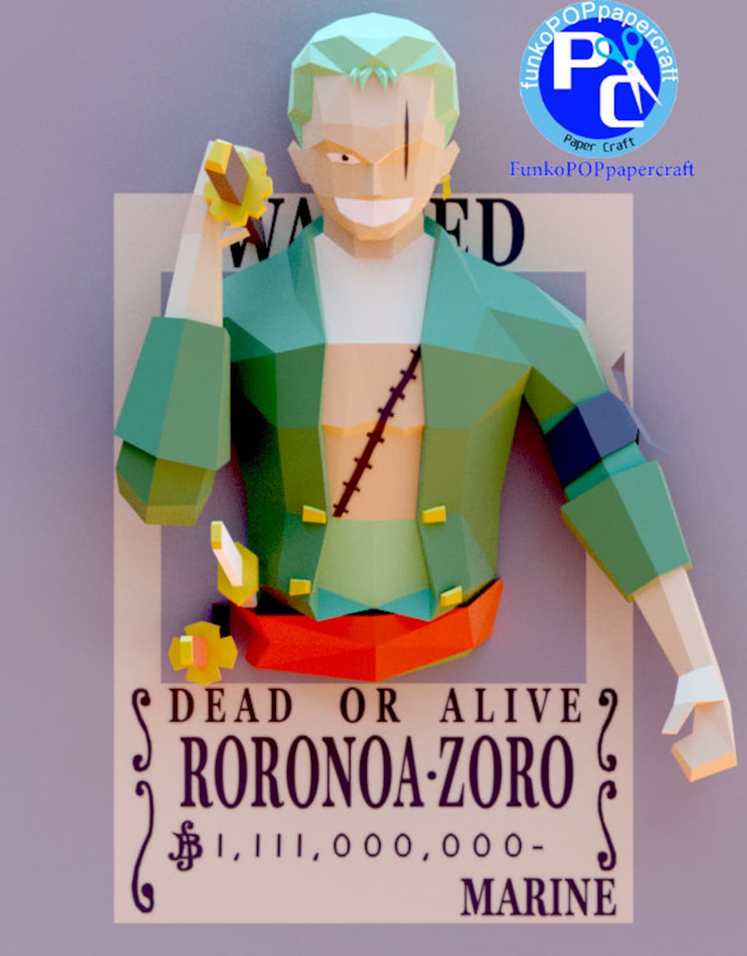 Roronoa Zoro Papercraft, PDF, A4, Lowpoly - Etsy