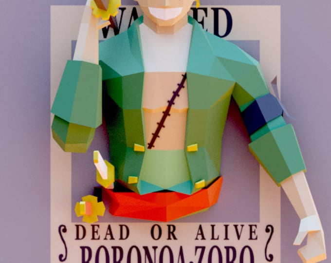 Roronoa Zoro papercraft, PDF, A4, lowpoly - Etsy España