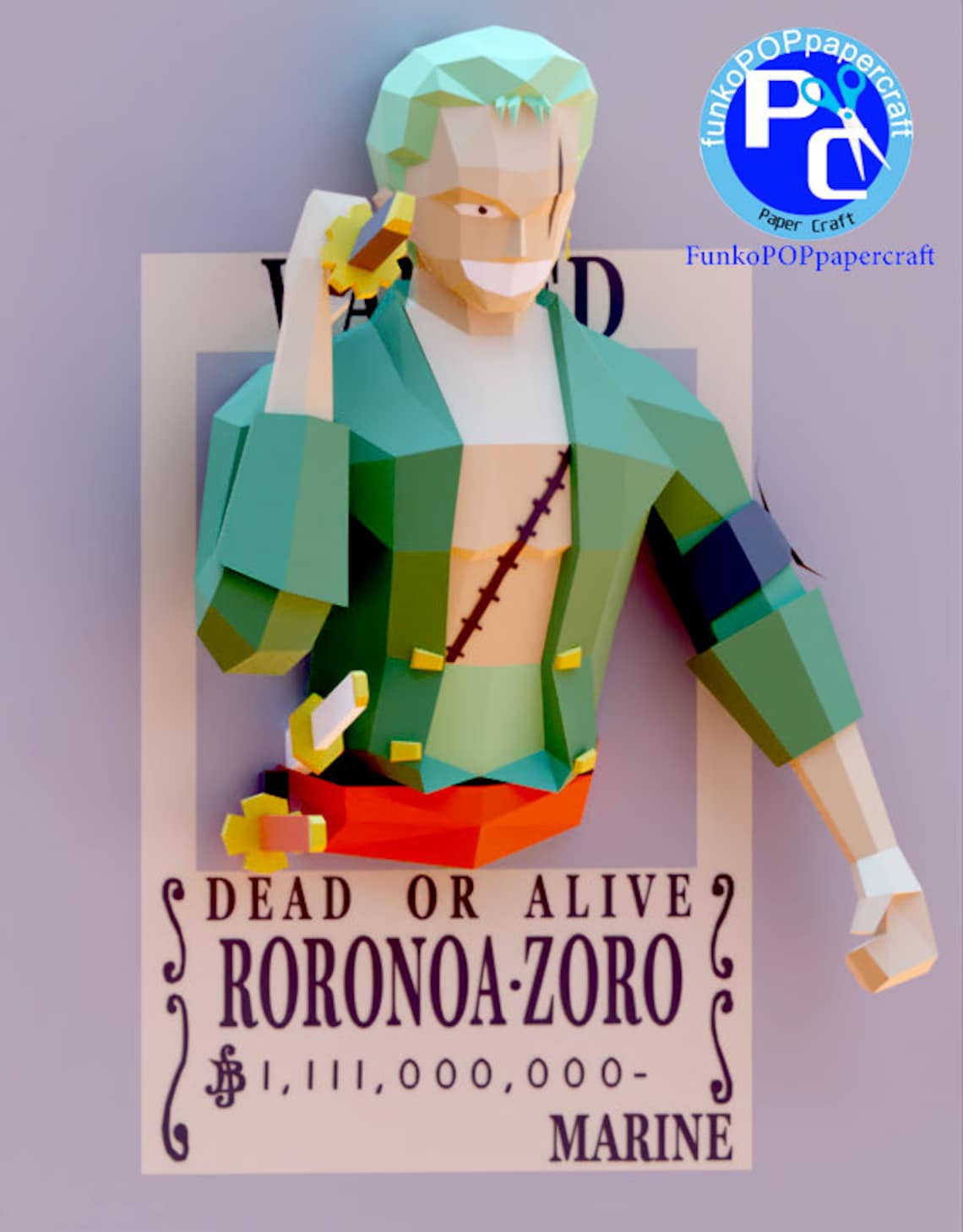 Roronoa Zoro Papercraft, PDF, A4, Lowpoly - Etsy