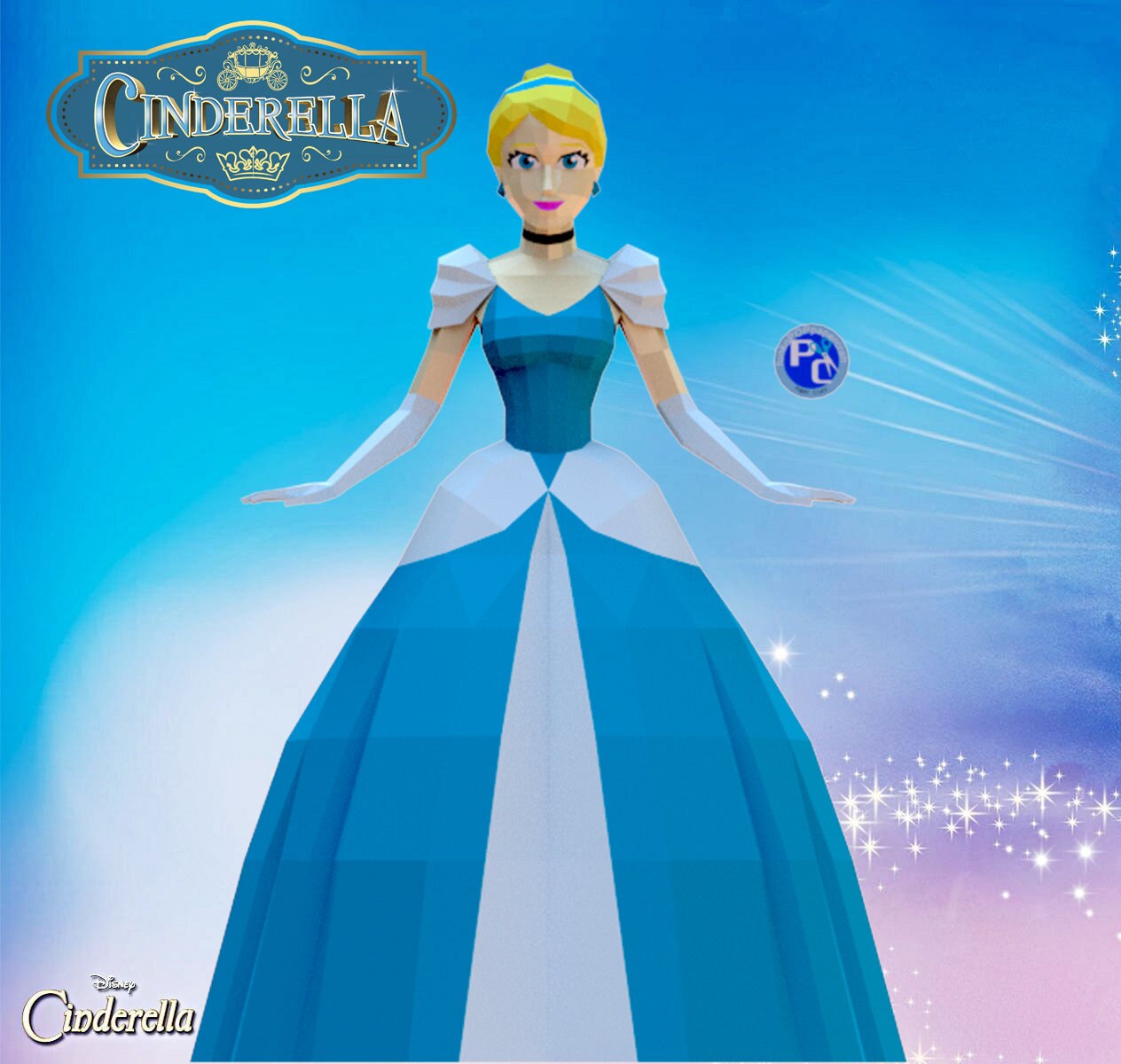 Cinderella Papercraft 3d, Cinderella Lowpoly, Sheet A4 Princess ...