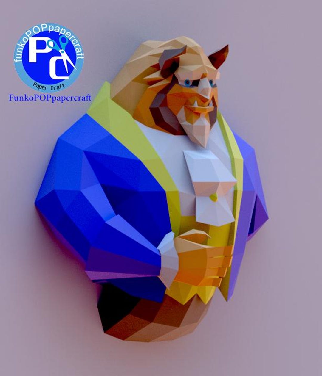 Beast, Beauty and the Beast Papercraft PDF, Low Poly Wall - Etsy UK