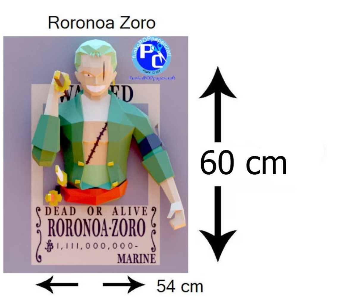 Roronoa Zoro Papercraft, PDF, A4, Lowpoly - Etsy