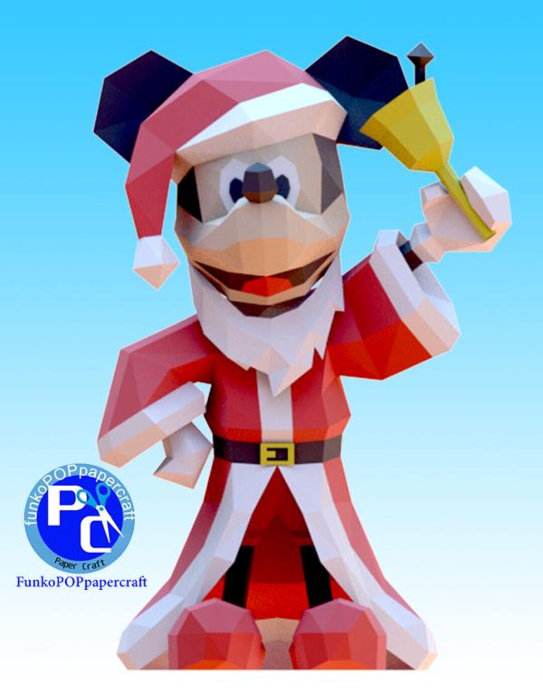 Christmas Mickey Papercraft PDF A4 Low Poly - Etsy