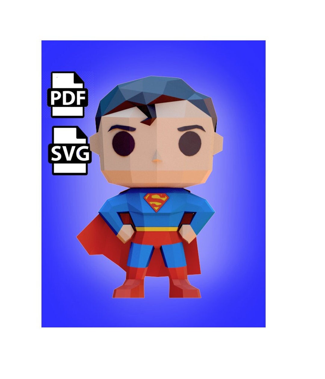 Superman Funko Pop Papercraft PDF SVG Lowpoly Hoja A4 - Etsy