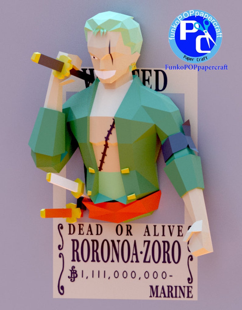 Roronoa Zoro Papercraft, PDF, A4, Lowpoly - Etsy