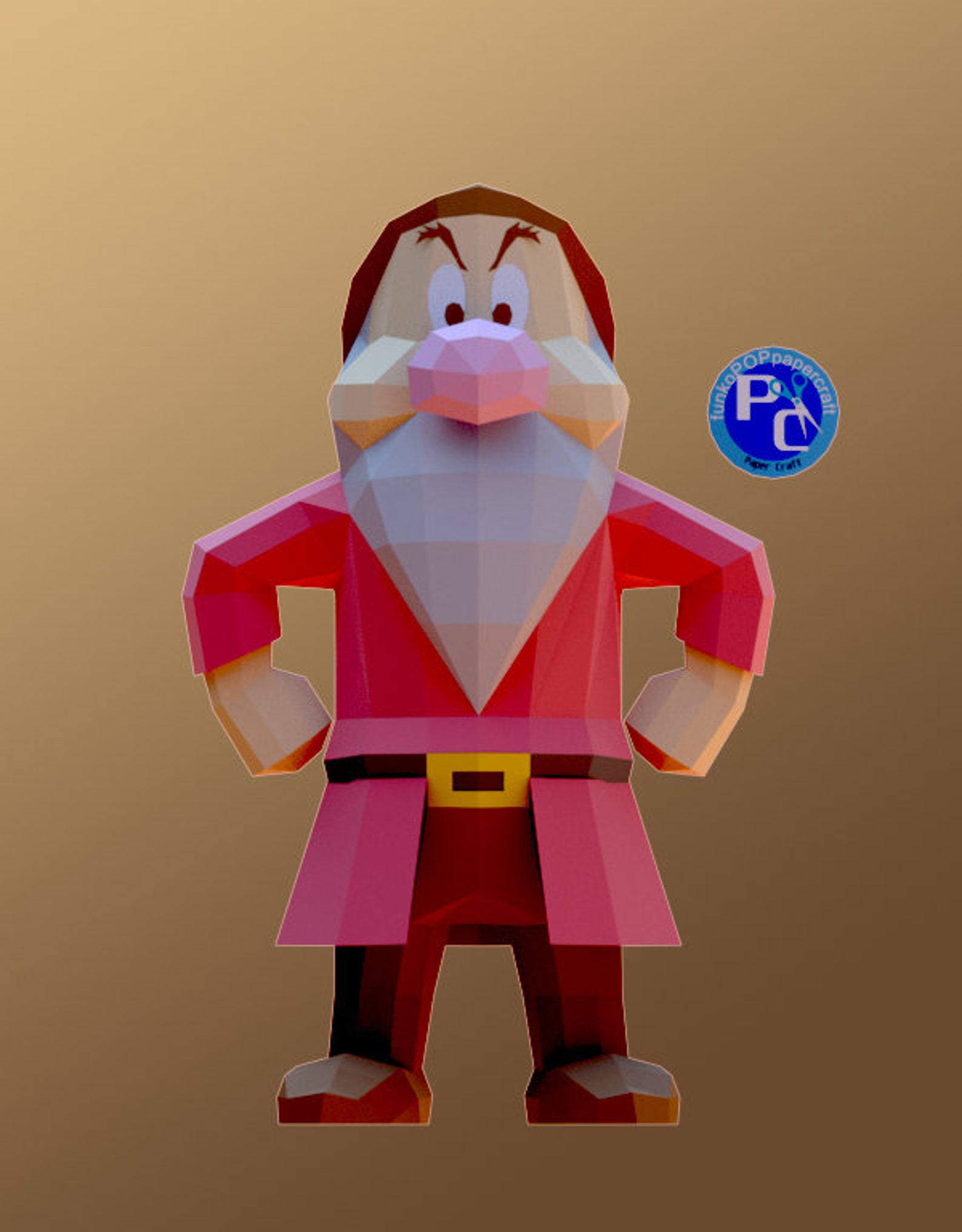 Grumpy Dwarf Papercraft Low Poly, PDF A4 Sheet - Etsy
