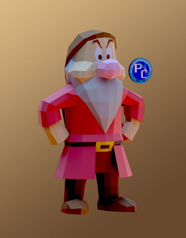 Grumpy Dwarf Papercraft Low Poly, PDF A4 Sheet - Etsy