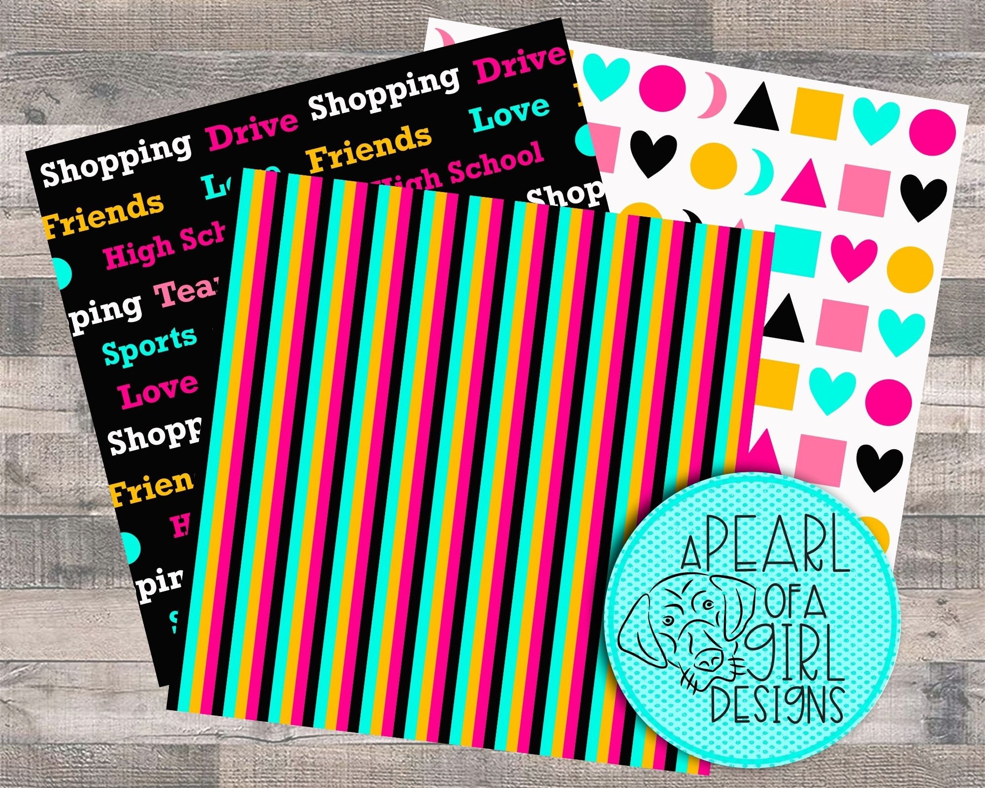 Teen Dream Digital Paper Pack, Printable Paper, High School, Scrapbook ...