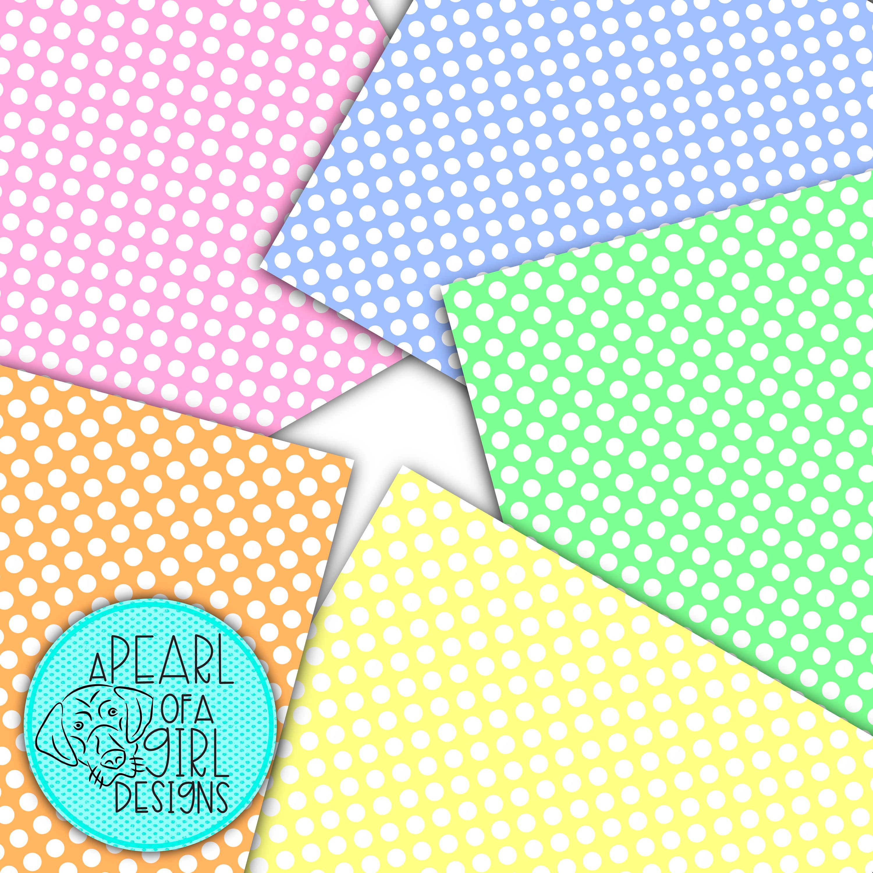Pastel Polka Dots, Digital Paper Pack, Polka Dot Paper, Rainbow Paper ...