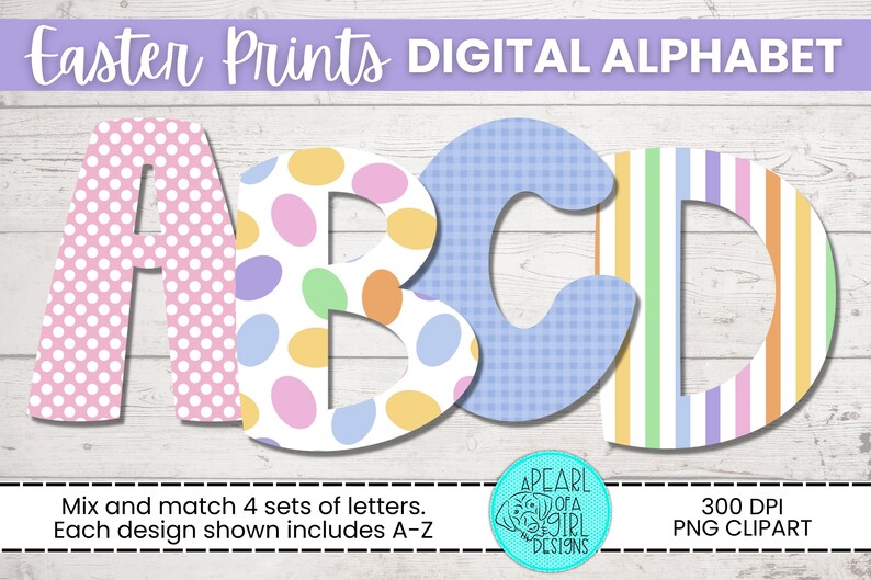 Easter Print Doodle Alphabet, Digital Alphabet, PNG Letters Bundle ...
