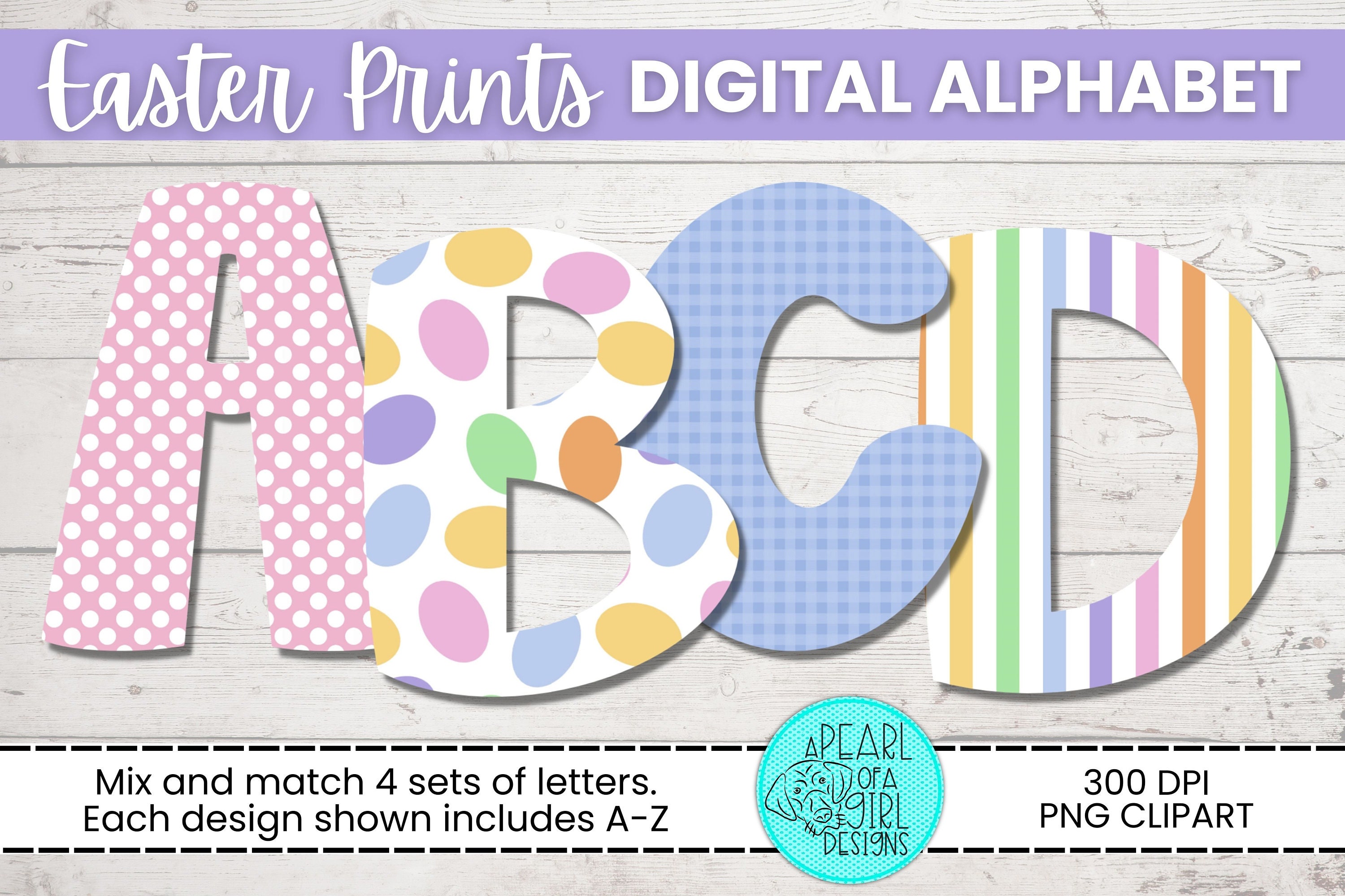 Easter Print Doodle Alphabet, Digital Alphabet, PNG Letters Bundle ...