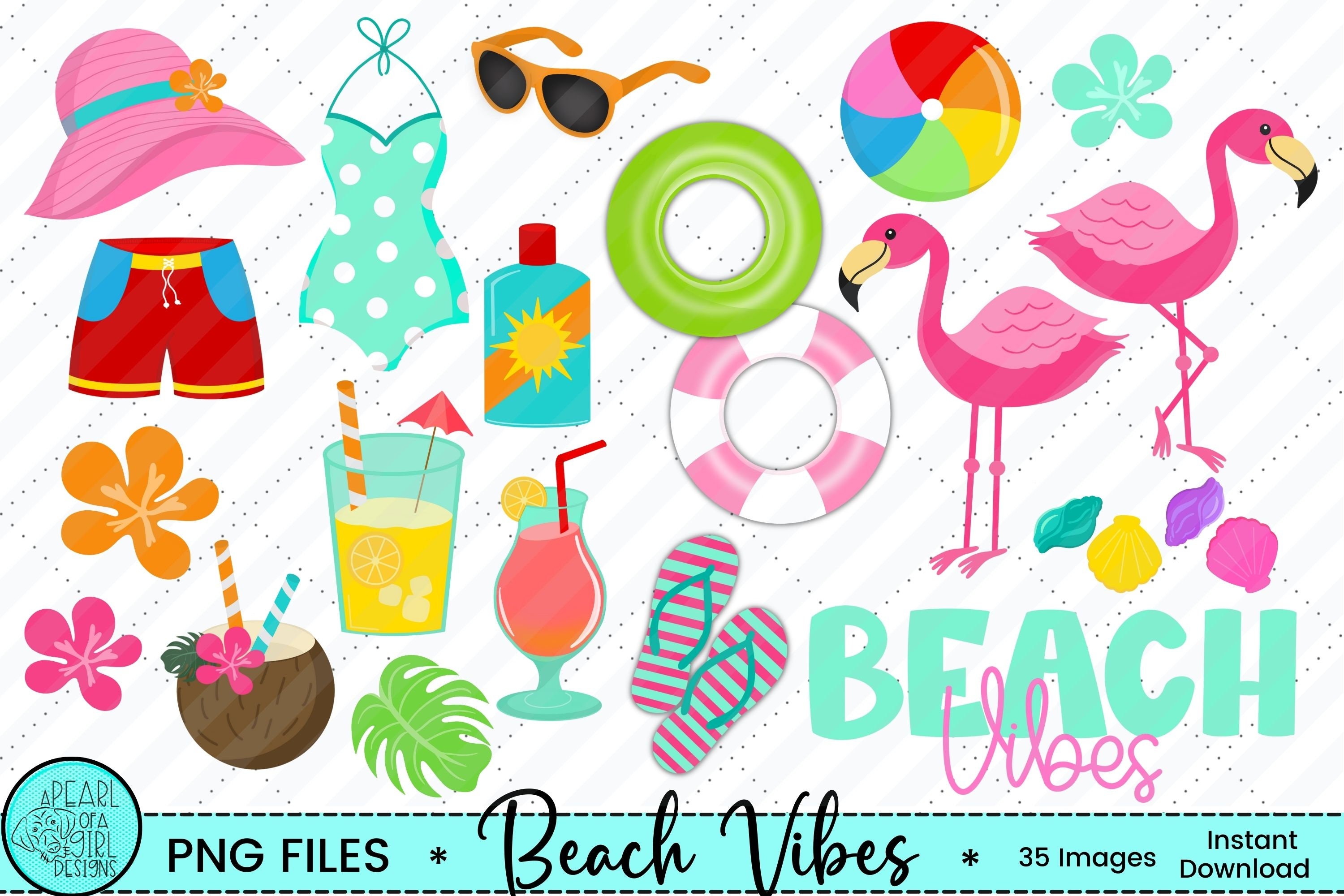 Beach Clipart, Pool Party Clipart, Tropical Clipart, Summer, Flamingo ...