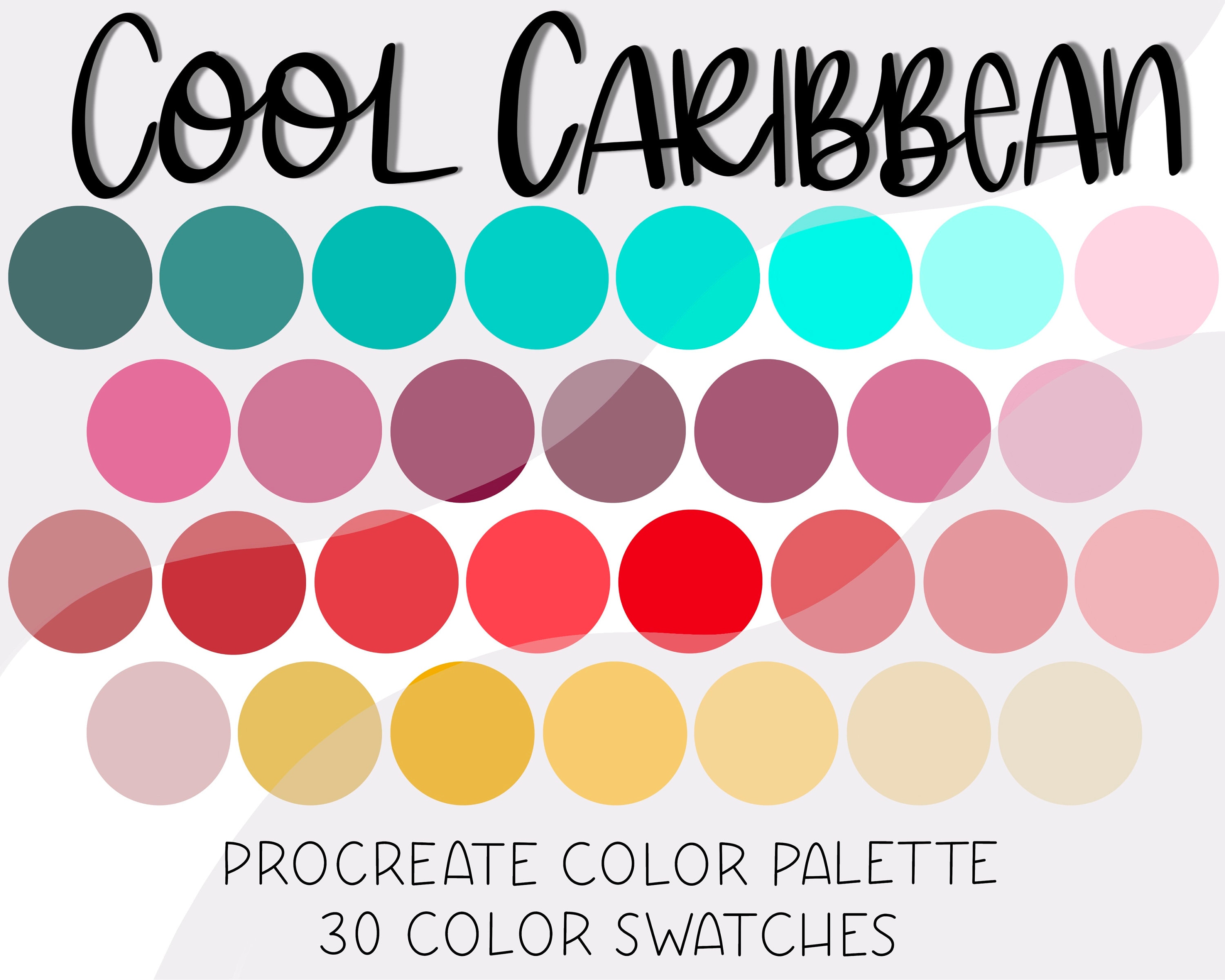 Cool Caribbean, Procreate Palette, Color Swatches, Digital Color ...