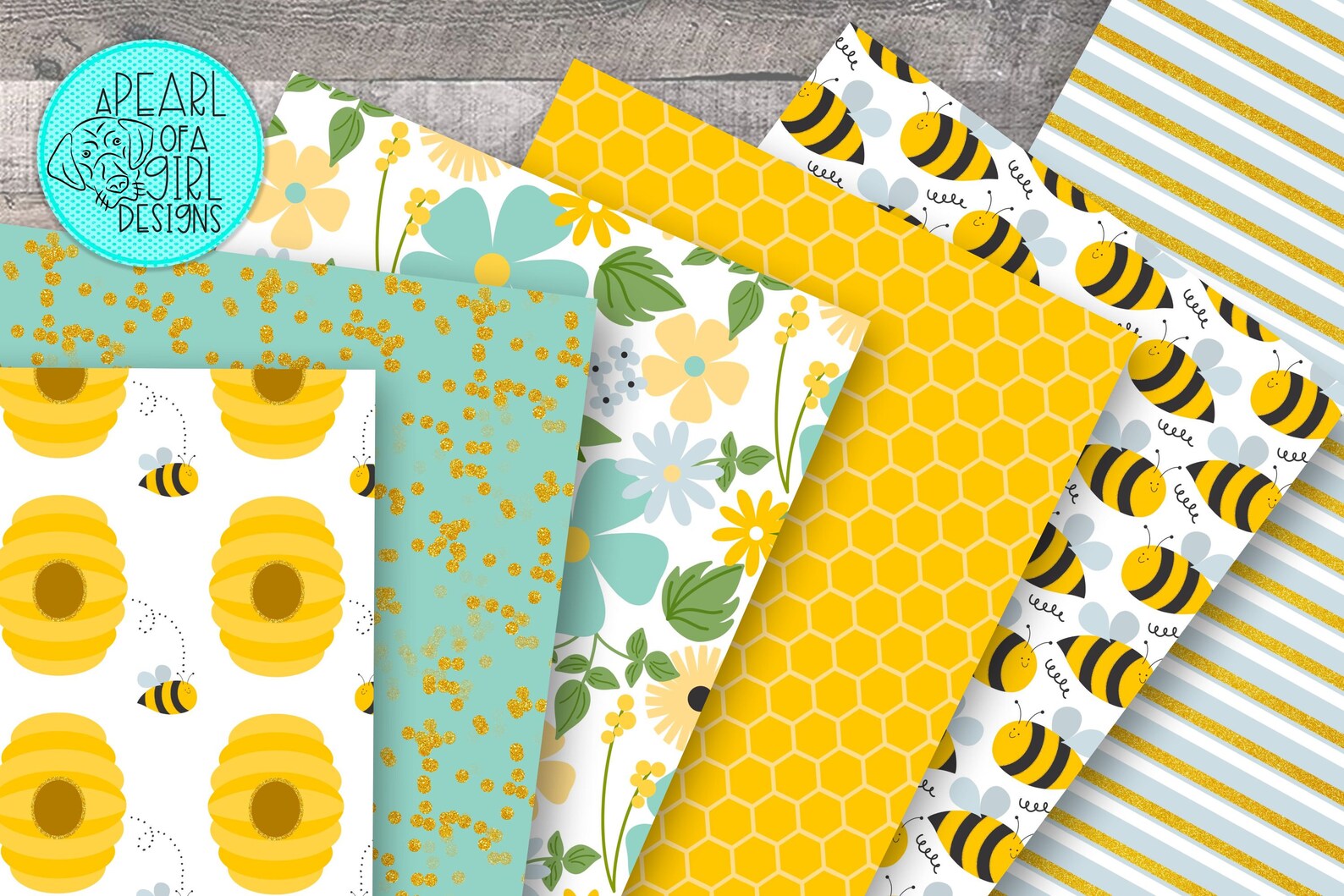 Bumblebee Digital Paper, Bumblebee Background, Bee Scrapbook Paper, Bee ...
