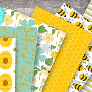 Bumblebee Digital Paper, Bumblebee Background, Bee Scrapbook Paper, Bee ...