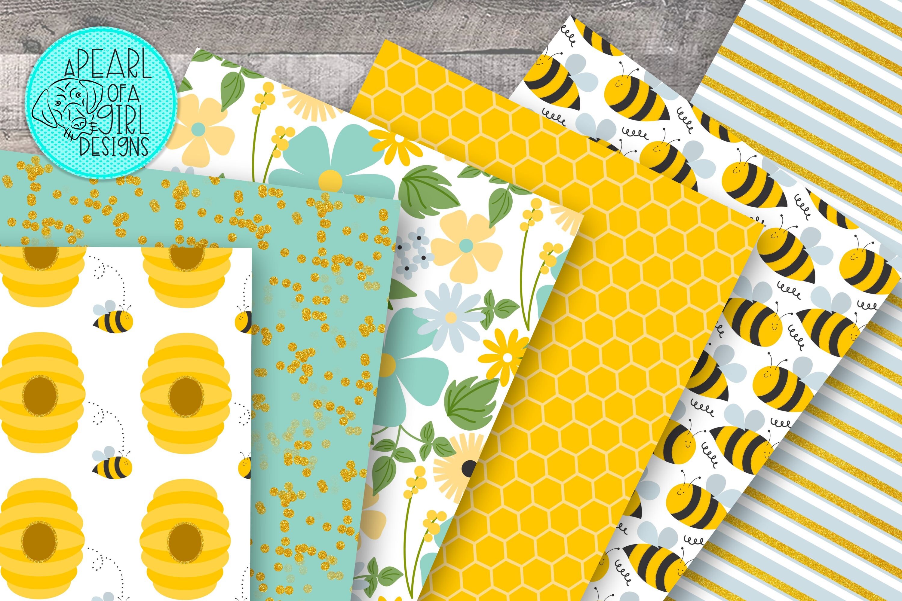 Bumblebee Digital Paper, Bumblebee Background, Bee Scrapbook Paper, Bee ...