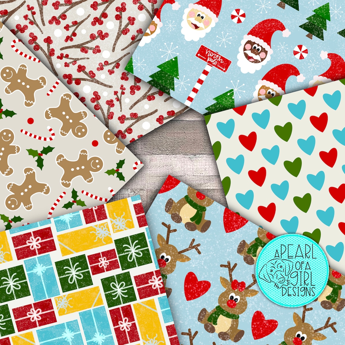 North Pole Digital Paper, Christmas Digital Paper, Christmas ...