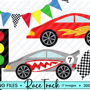 Race Car Clipart, Race Track, CLIPART Set, Car Clipart, Digital Clipart ...
