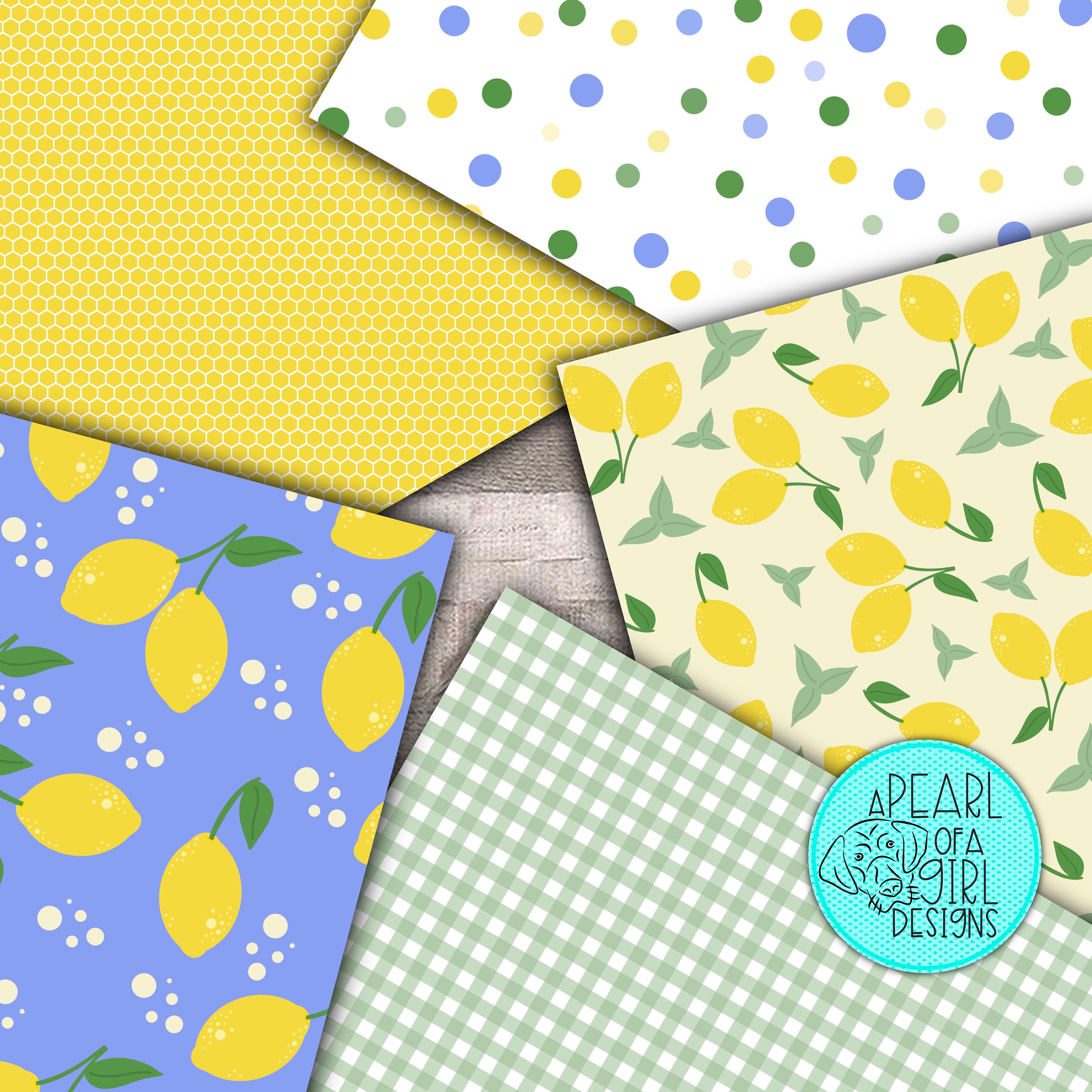 Lemon Tree Digital Paper, Lemon Pattern, Scrapbook Paper, Lemon ...