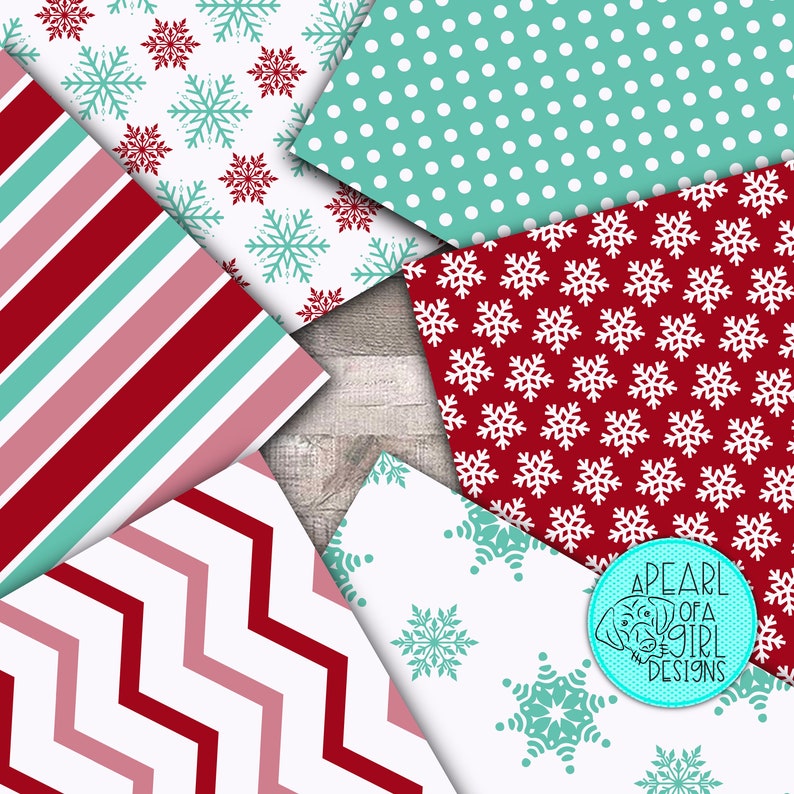 Christmas Snowflake Digital Papers, Snowflake Backgrounds, Christmas ...