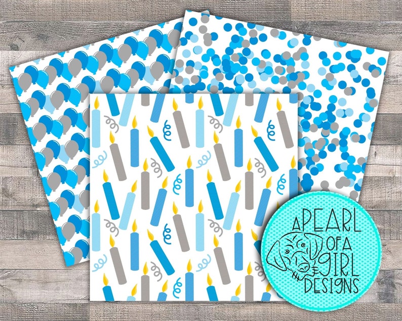 Birthday Boy Digital Paper Pack, Birthday Paper, Scrapbook, Happy ...