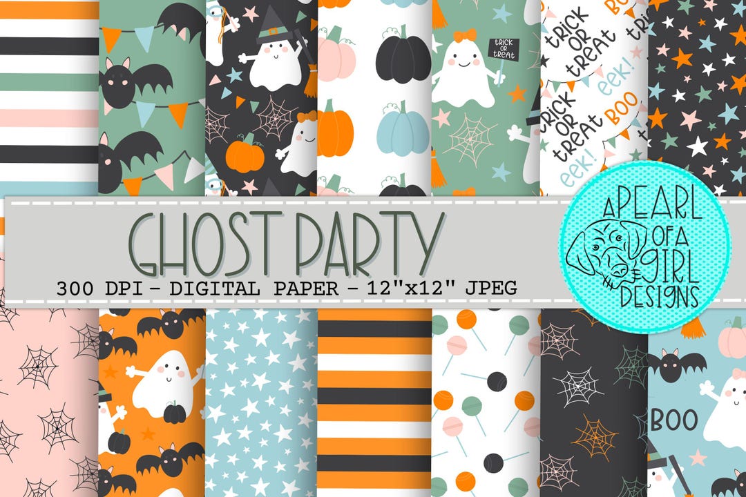 Ghost Digital Paper, Halloween Digital Paper, Ghost Party Paper ...