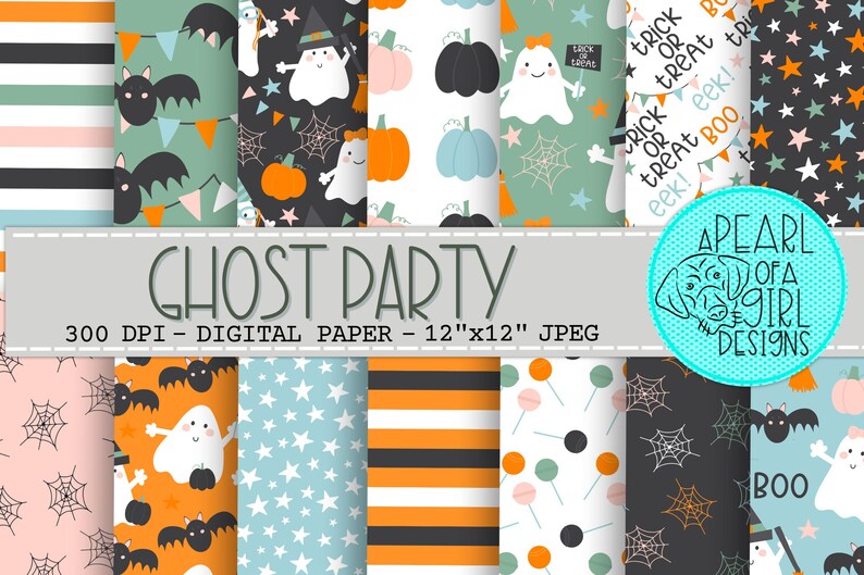 Ghost Digital Paper, Halloween Digital Paper, Ghost Party Paper ...