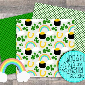 Lucky Leprechauns Digital Paper, St. Patrick's Day, Rainbow Clipart ...