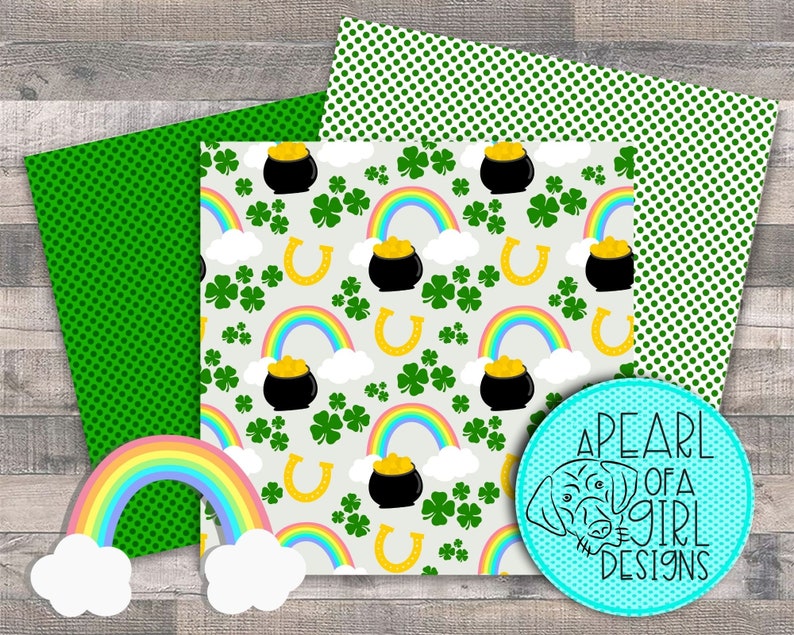 Lucky Leprechauns Digital Paper, St. Patrick's Day, Rainbow Clipart ...