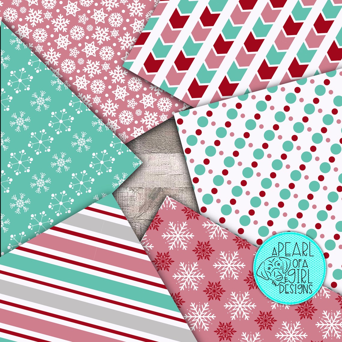Christmas Snowflake Digital Papers, Snowflake Backgrounds, Christmas ...