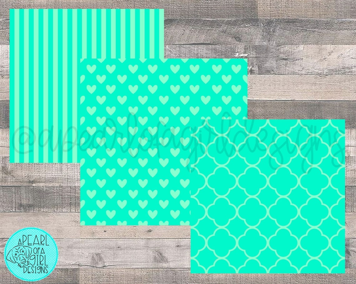 Aqua Greens Digital Paper, Seamless Pattern, Fabric Print, Background ...